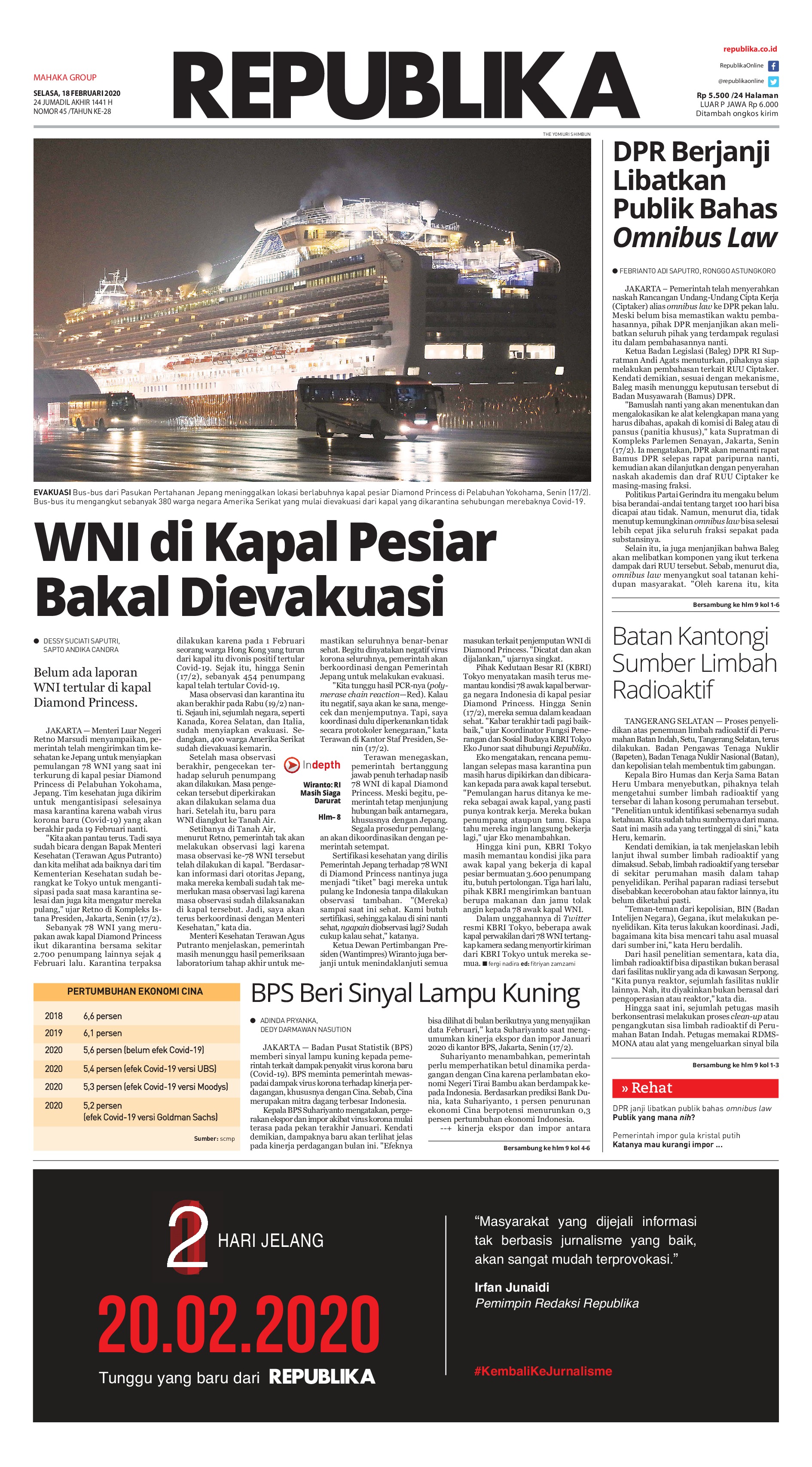 Jual Koran Koran Republika 18 Februari 2020 - Gramedia Digital Indonesia