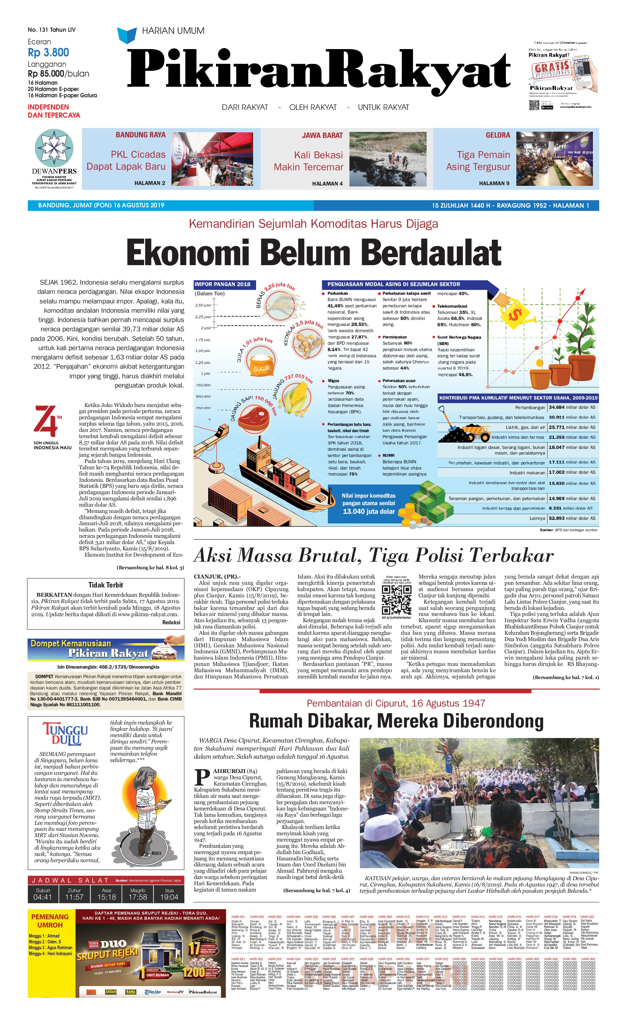 Jual Koran Pikiran Rakyat 16 Agustus 2019 - Gramedia Digital Indonesia