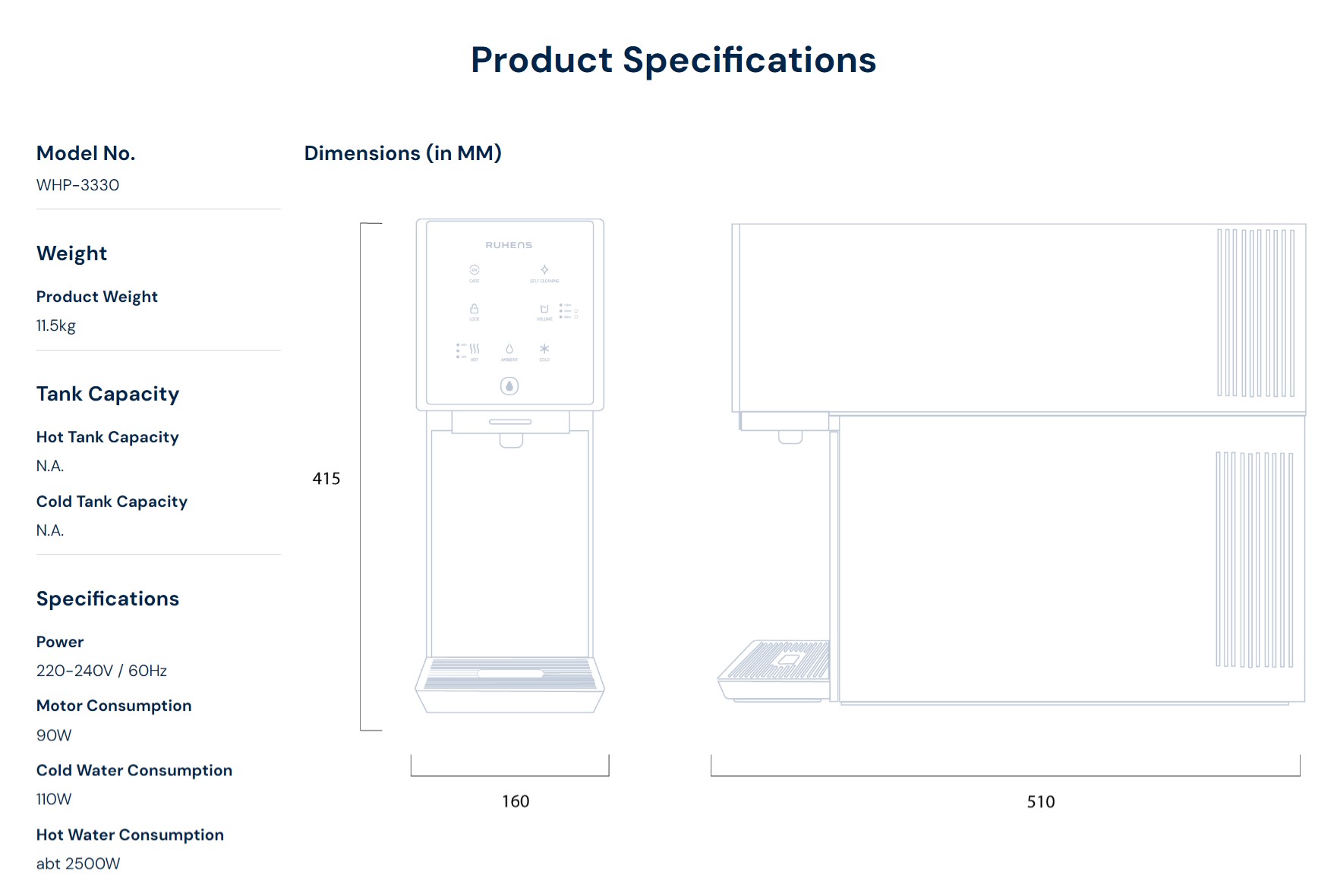 Ruhens Quint WHP3330 Water Purifier - 1 Year | Harvey Norman Singapore
