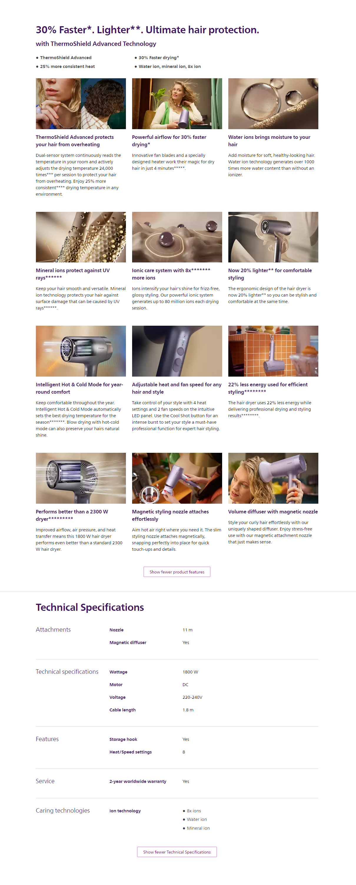 Philips 7000 Series Hair Dryer (BHD720/13) | Harvey Norman Malaysia