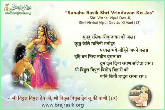 Sunahu Rasik Shri Vrindavan Ko Jas - Shri Vitthal Vipul Dev Ji, Shri ...