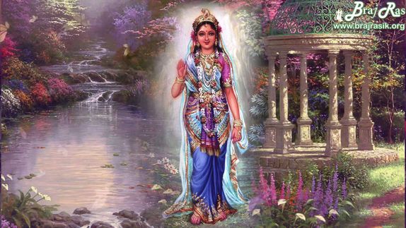 Shri Radha standing in the bowers of Vrindavan wallpaper. Shri Radha ...