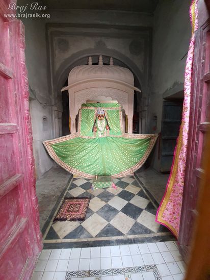 Distant darshan of Shri Vrinda Devi at Shri Vrinda Devi Temple, Kamyavan
