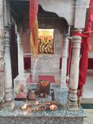 View of the portrait of Shri Kumbhandas Ji hanging on the wall in ...