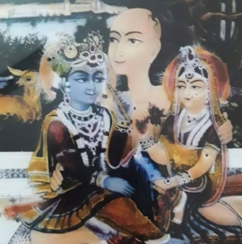 Amazing Portrait of Rasik saint Swami Haridas with Shri Radha Krishn ...