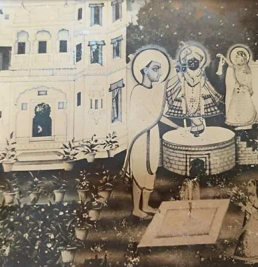 Old Painting of Shri Hita Harivansh Mahaprabhu with manifested Shri ...