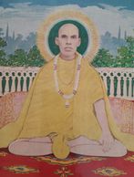 Swami Shri Haridas's picture with Shri Radha Krishn on His lap