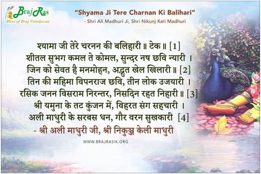 Shyama Ji Tere Charnan Ki Balihari - Shri Ali Madhuri Ji, Shri Nikunj ...