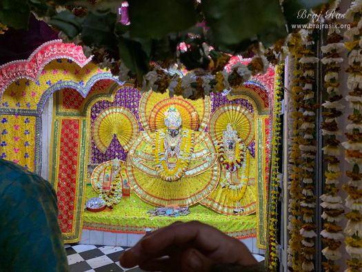 Distant darshan of Shri Krishna who is seated on Garud Ji, Goddess ...