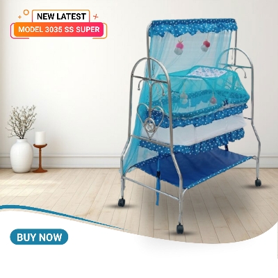 Stainless Steel Dolna Bed For New Born Baby A Cozy Nest Cradle model no ...