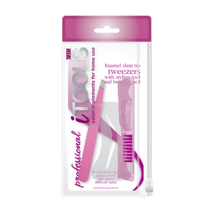 iTools Enamel Slant Tip Tweezers with Styling Tool and Brow Stencil ...