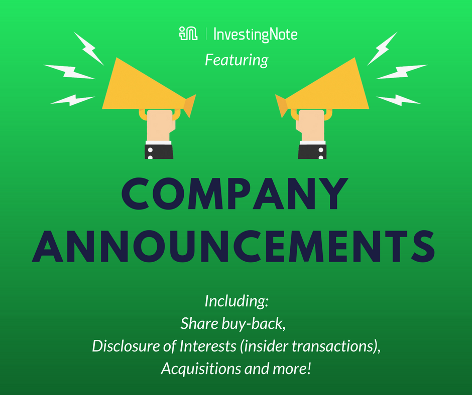 New Update: Company Announcements - InvestingNote's Signal Blog