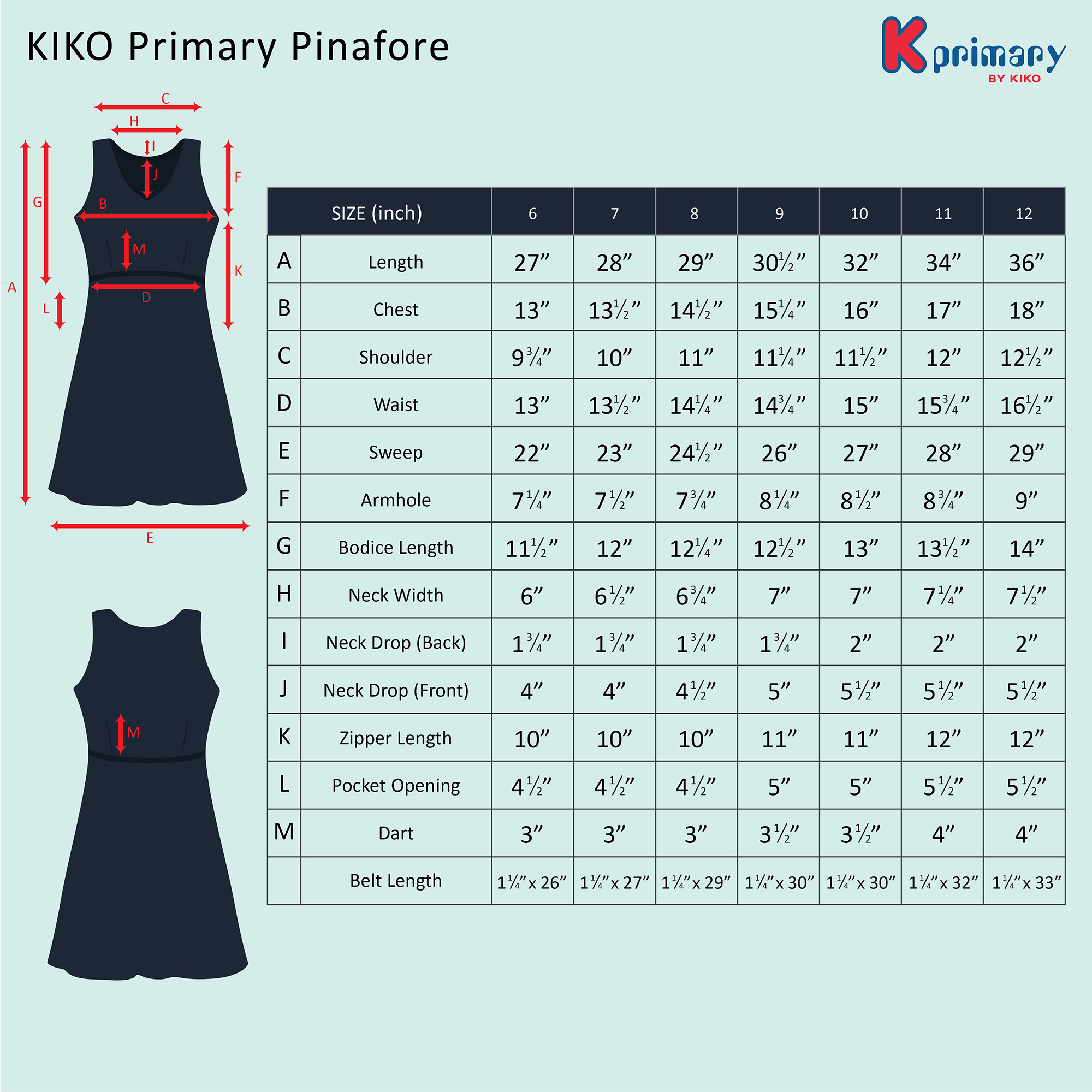 KIKO K-Primary Primary School Uniforms Girl Pinafore - Blue 121034 ...