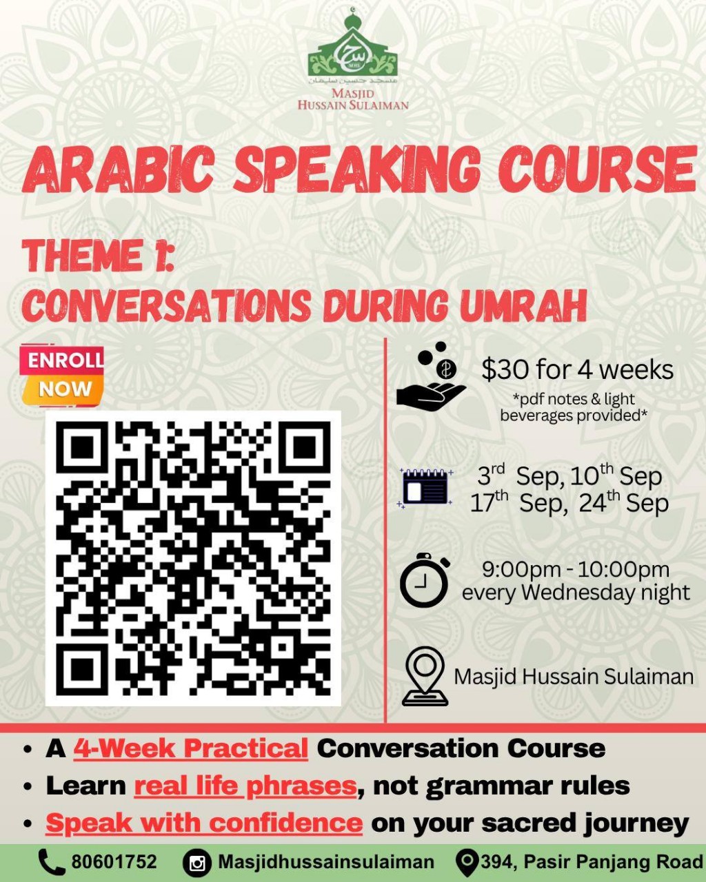 Arabic Speaking Course - Theme 1: Conversations During Umrah - Event - IslamicEvents.SG
