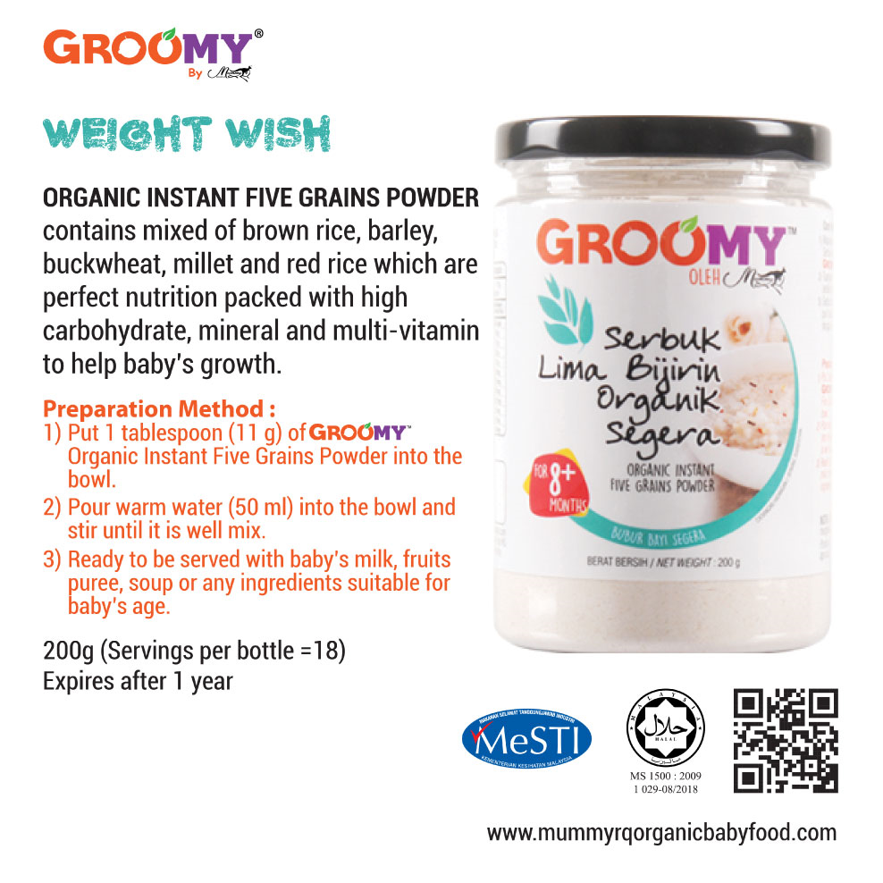 Healthy Snacks Malaysia - Groomy Organic Instant Five Grains Powder