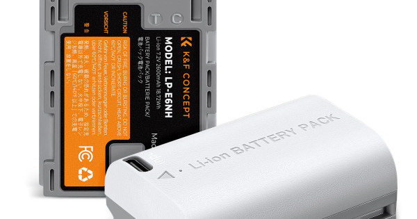 K&F LP-E6NH 2600mAh Battery 2-Pack with Type-C Fast Charging KF28 ...