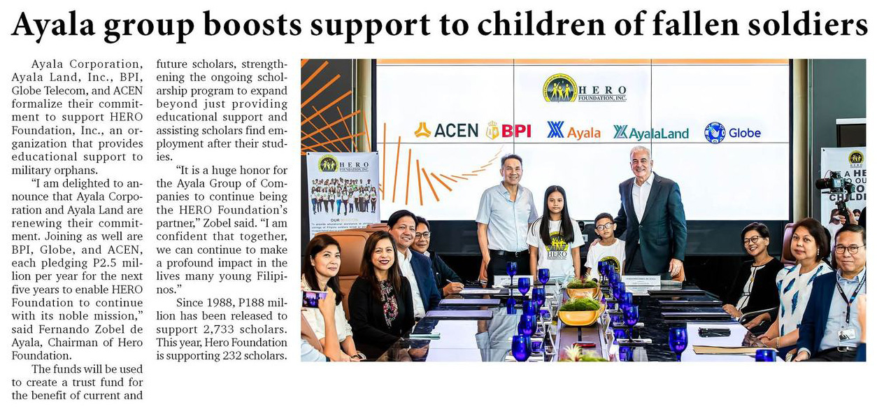 Ayala group boosts support to children of fallen soldiers