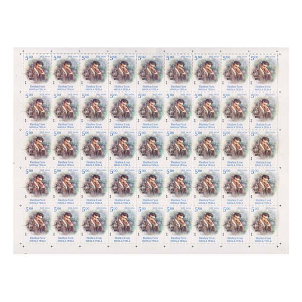 Buy Nikola Tesla Full Stamp Sheet 5Rs - 2018 Online | Mintage World