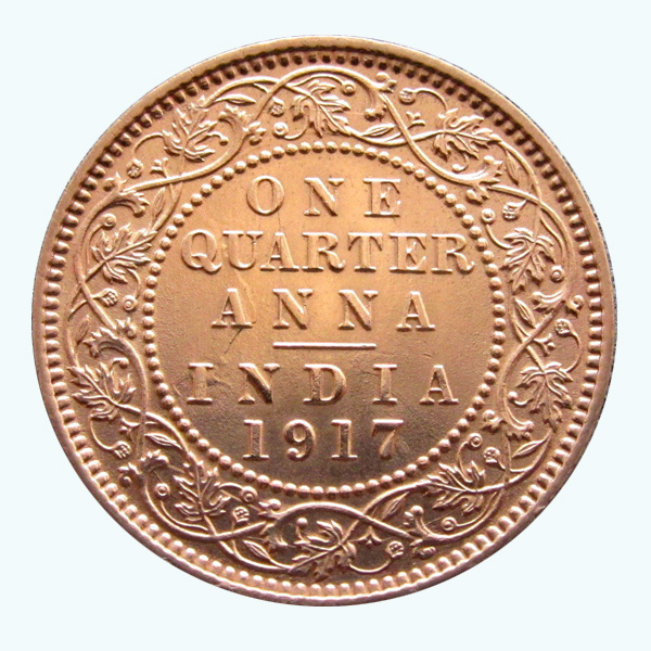 Buy British India King George V Quarter Anna Coin 1917 Calcutta Online ...
