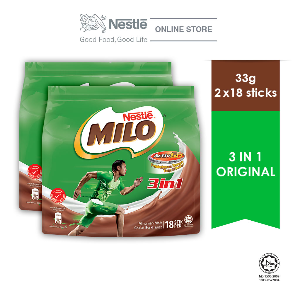 NESTLE MILO 3IN1 ACTIV-GO 18 Sticks , 2 Packs