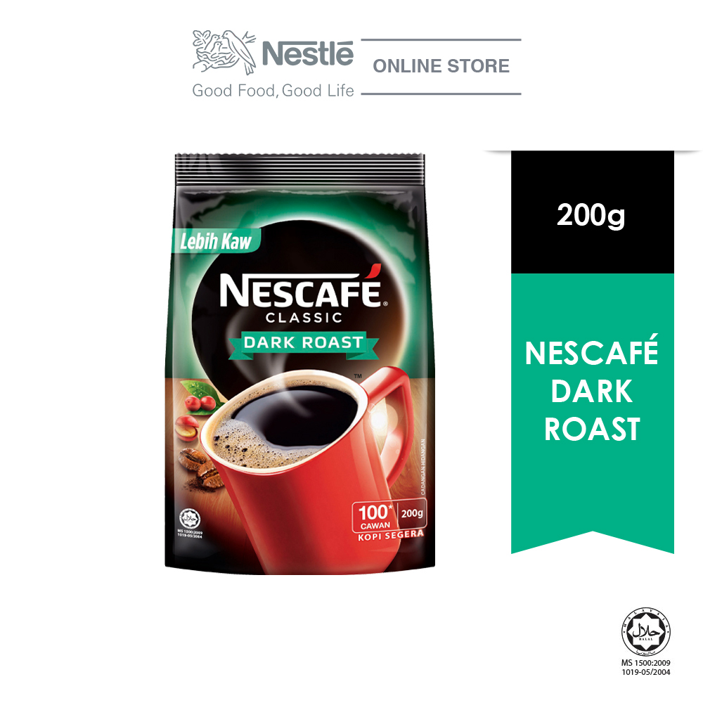 NESCAFE Classic Dark Roast Refill Pack (200g) Premium Black Coffee ...