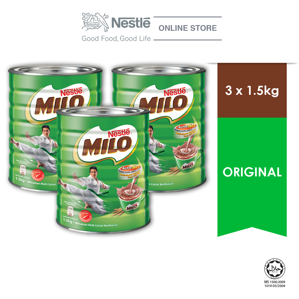 NESTLE MILO ACTIVE -GO CHOCOLATE MALT POWER TIN 1.5kg, Bundle of 3 | PGMall