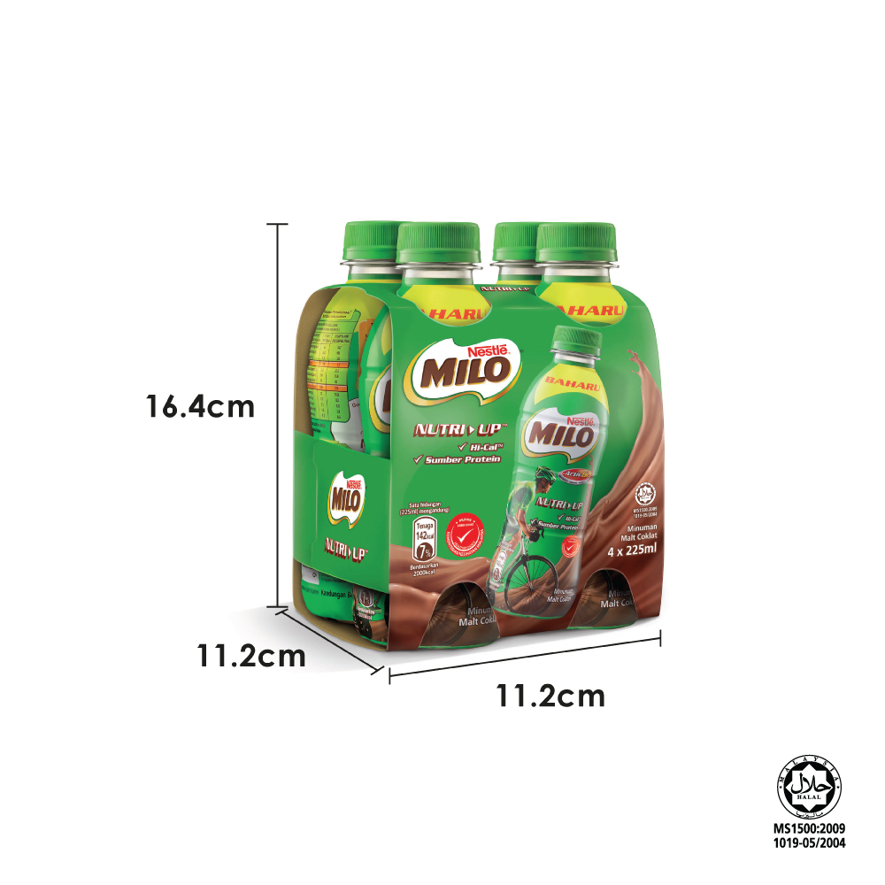 MILO RTD ACTIV-GO Nutri Up 4 Bottles, 225ml Each