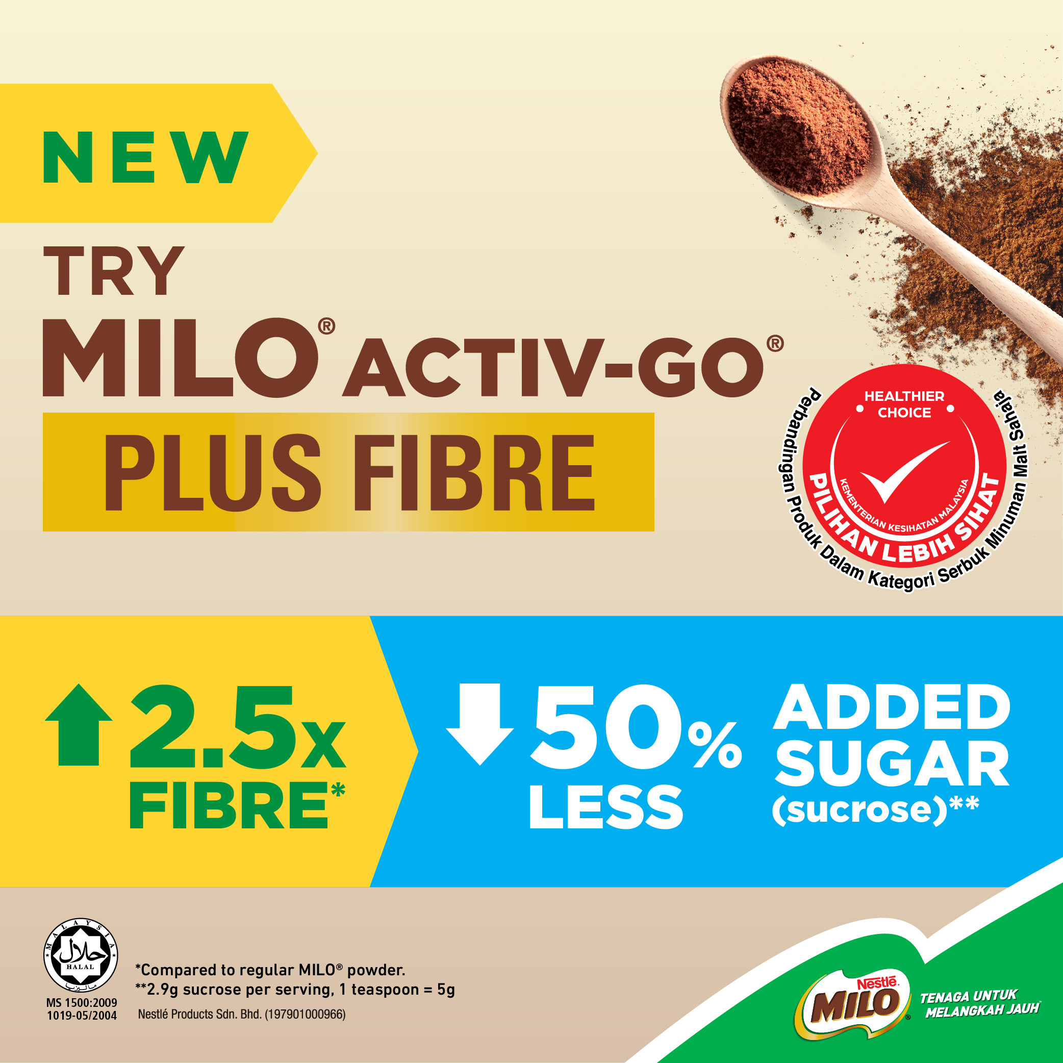 NESTLÉ MILO Activ-go Plus Fibre Chocolate Malt Powder Softpack 900g ...