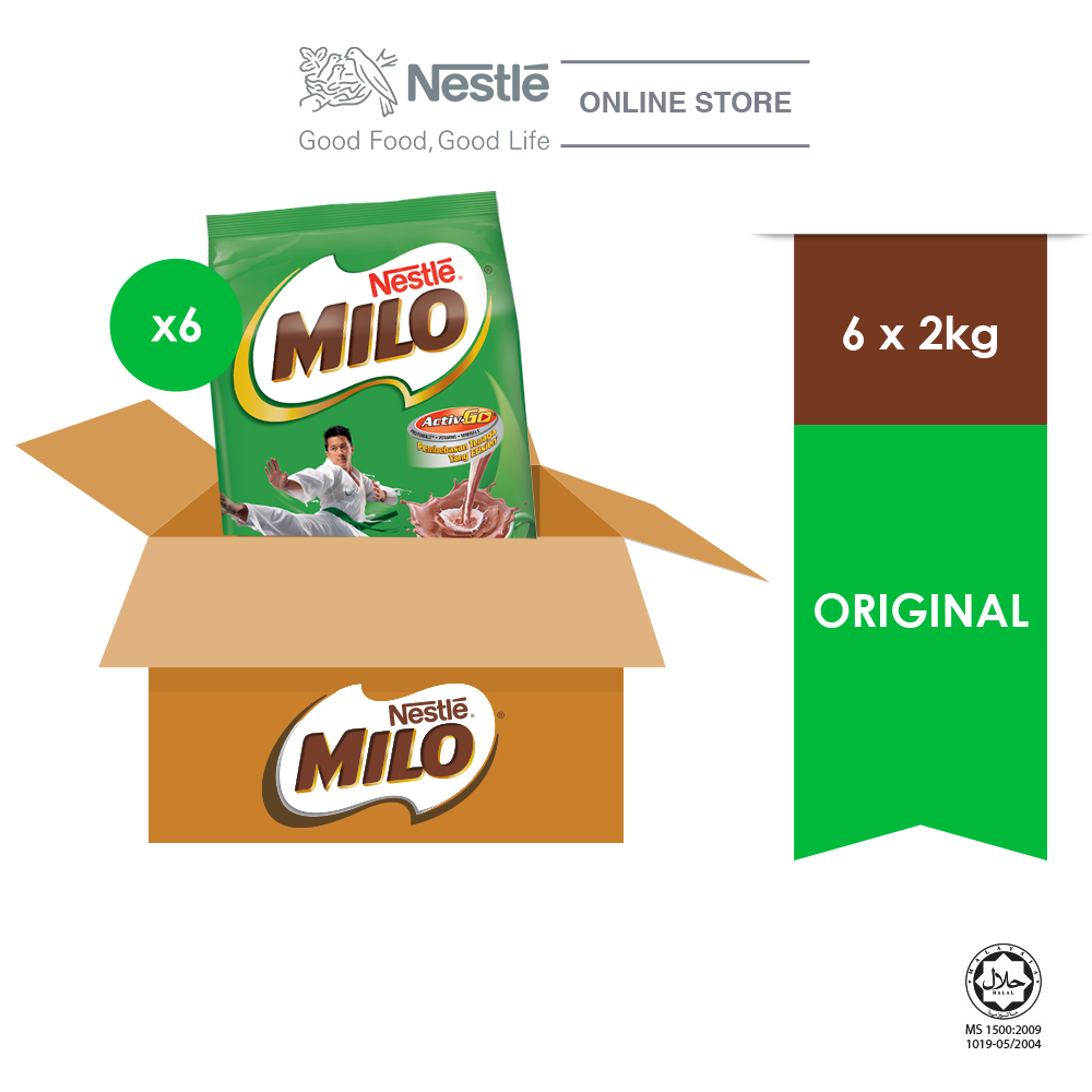 NESTLÉ MILO ACTIV-GO CHOCOLATE MALT POWDER Soft Pack 2kg x6 packs (Carton) | PGMall