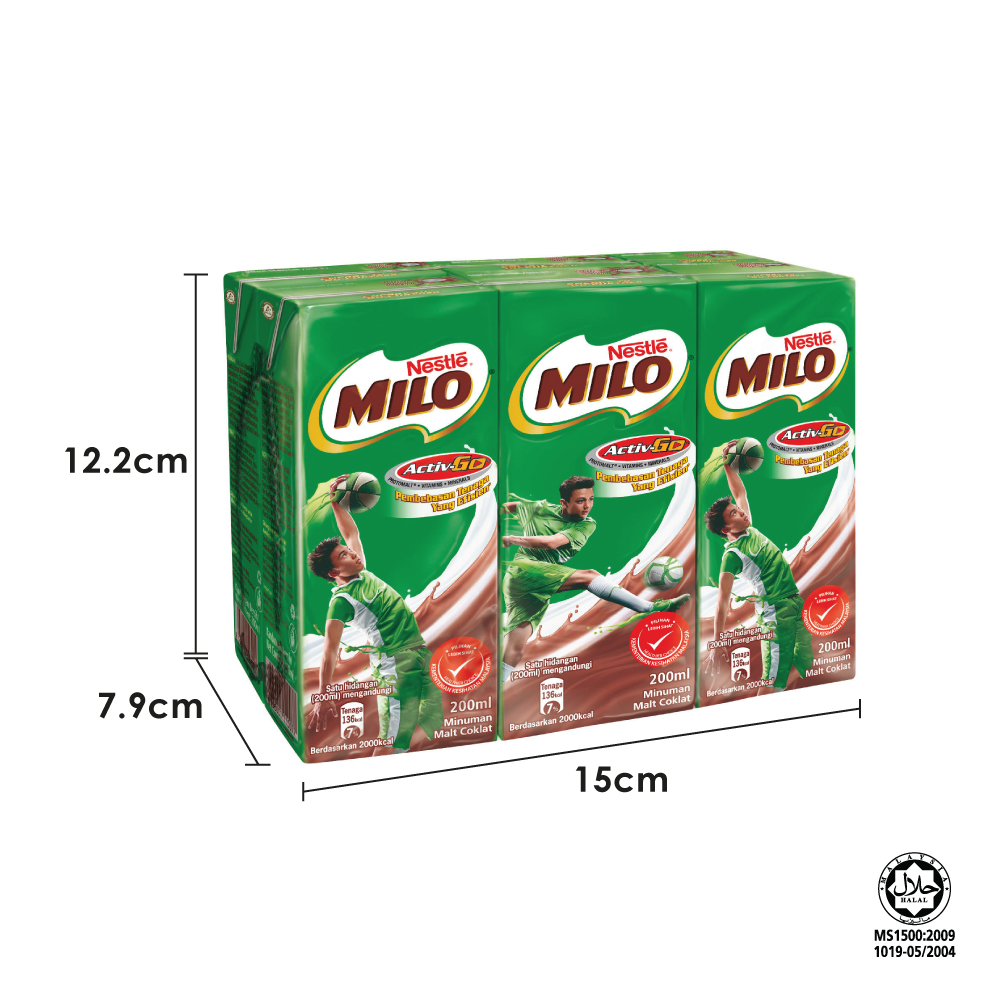 MILO ACTIV-GO RTD 200ml 5+1 Bonus Pack, x4 cluster (Carton)