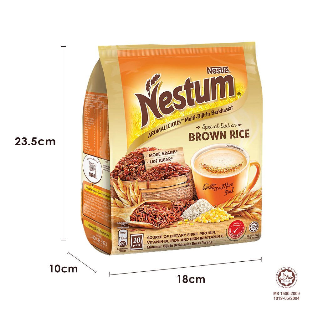 NESTLE NESTUM Grains & More 3in1 Brown Rice 10 Packets 27g, Bundle of 3
