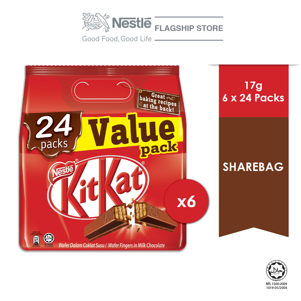 Nestle KitKat 24s Pack Value Share Bag (24x 17g) Bundle of 6