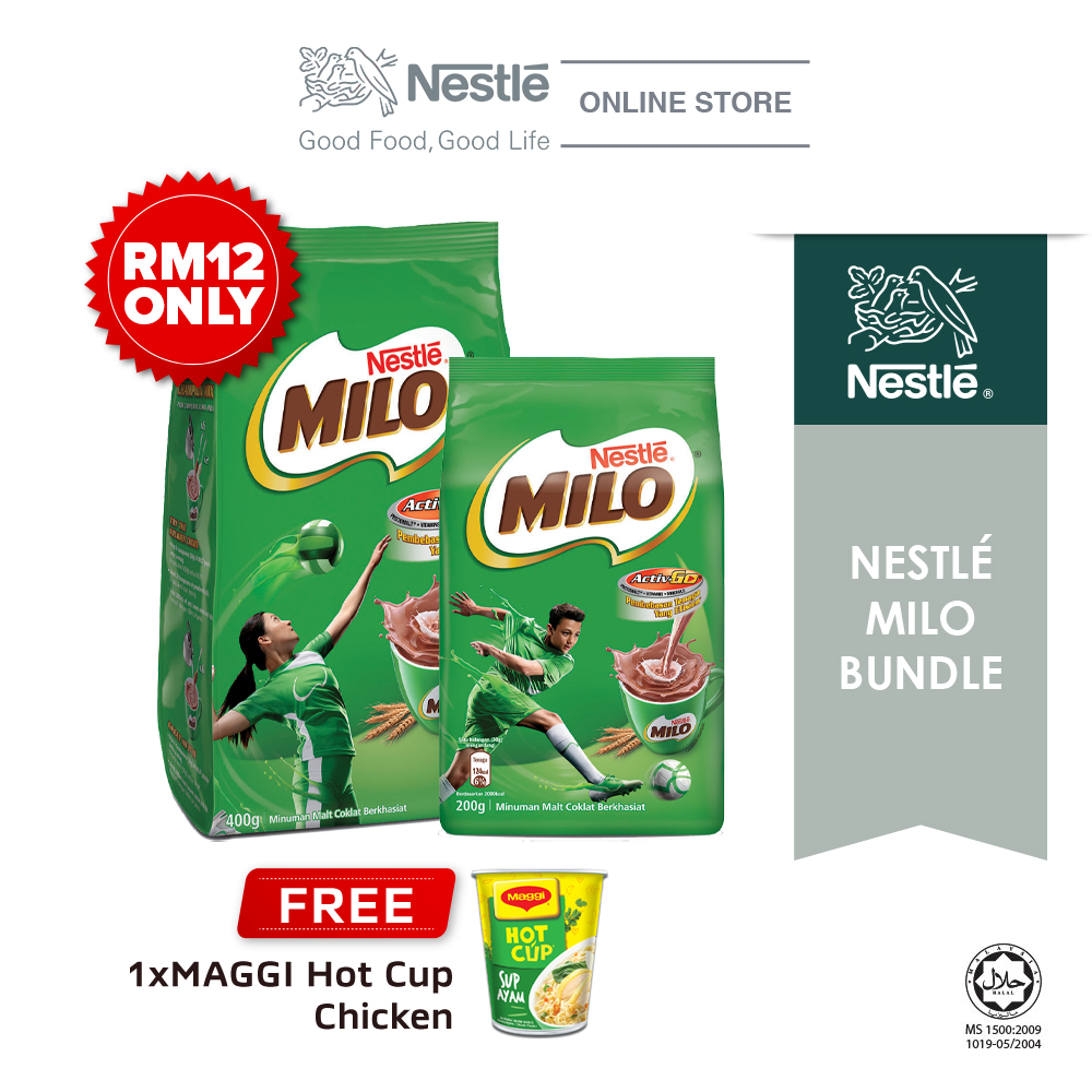 Nestle Milo Bundle (Milo Active Go 200g + 400g), Buy 1 Free 1 Maggi Hot ...