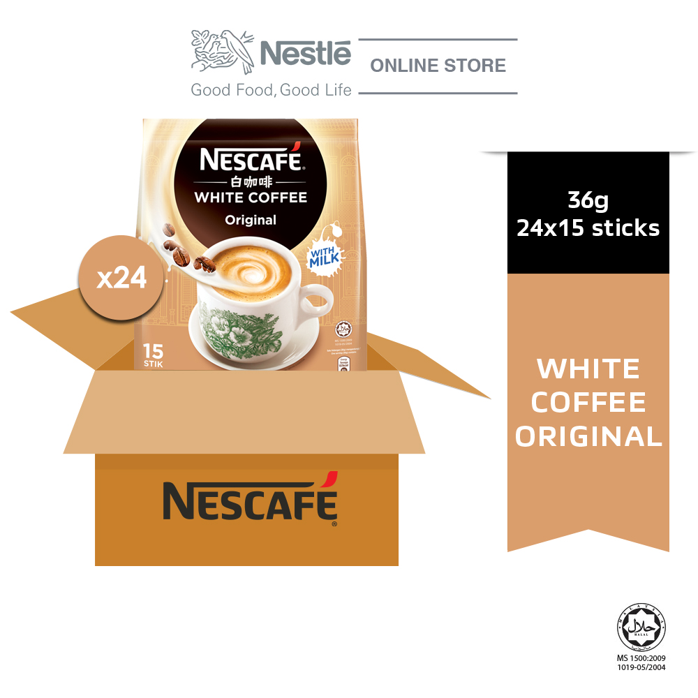 NESCAFÃ‰ White Coffee Original 15 Sticks 36g Each. x24 packs (Carton)