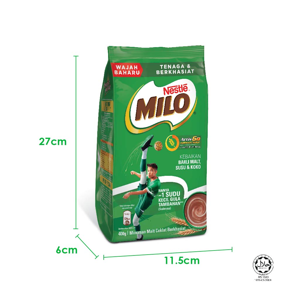 NESTLÉ MILO ACTIV-GO CHOCOLATE MALT POWDER Soft Pack 400g x 2 packs ...