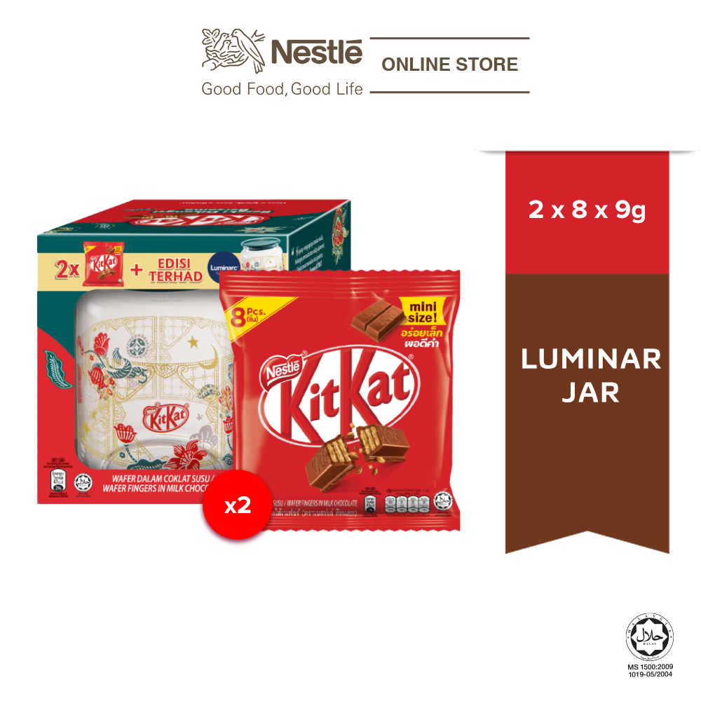 Nestle KITKAT Raya Sharebag 8x9g X2 FREE Luminar Jar New PGMall nestle-kitkat-raya-sharebag-8x9g-x2-free-luminar-jar-new-pgmall