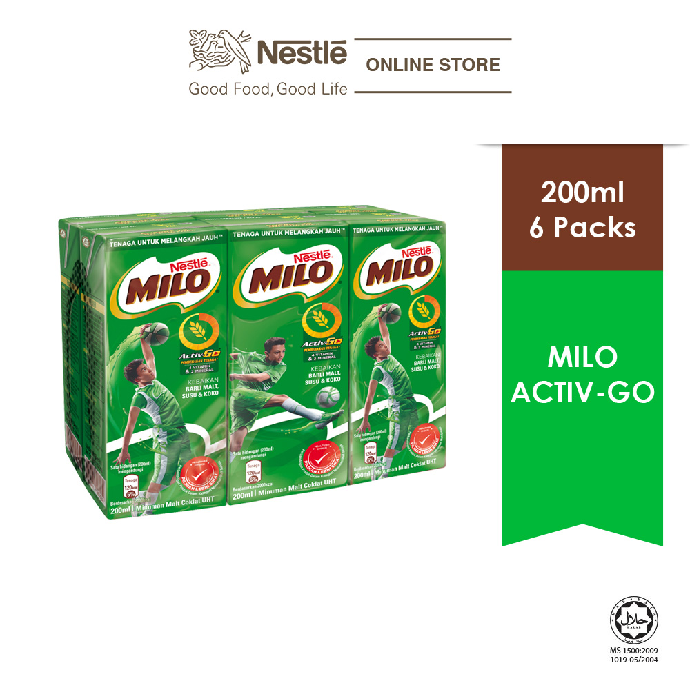 Nestle MILO® Chocolate Malt UHT 6 x 200ml cluster