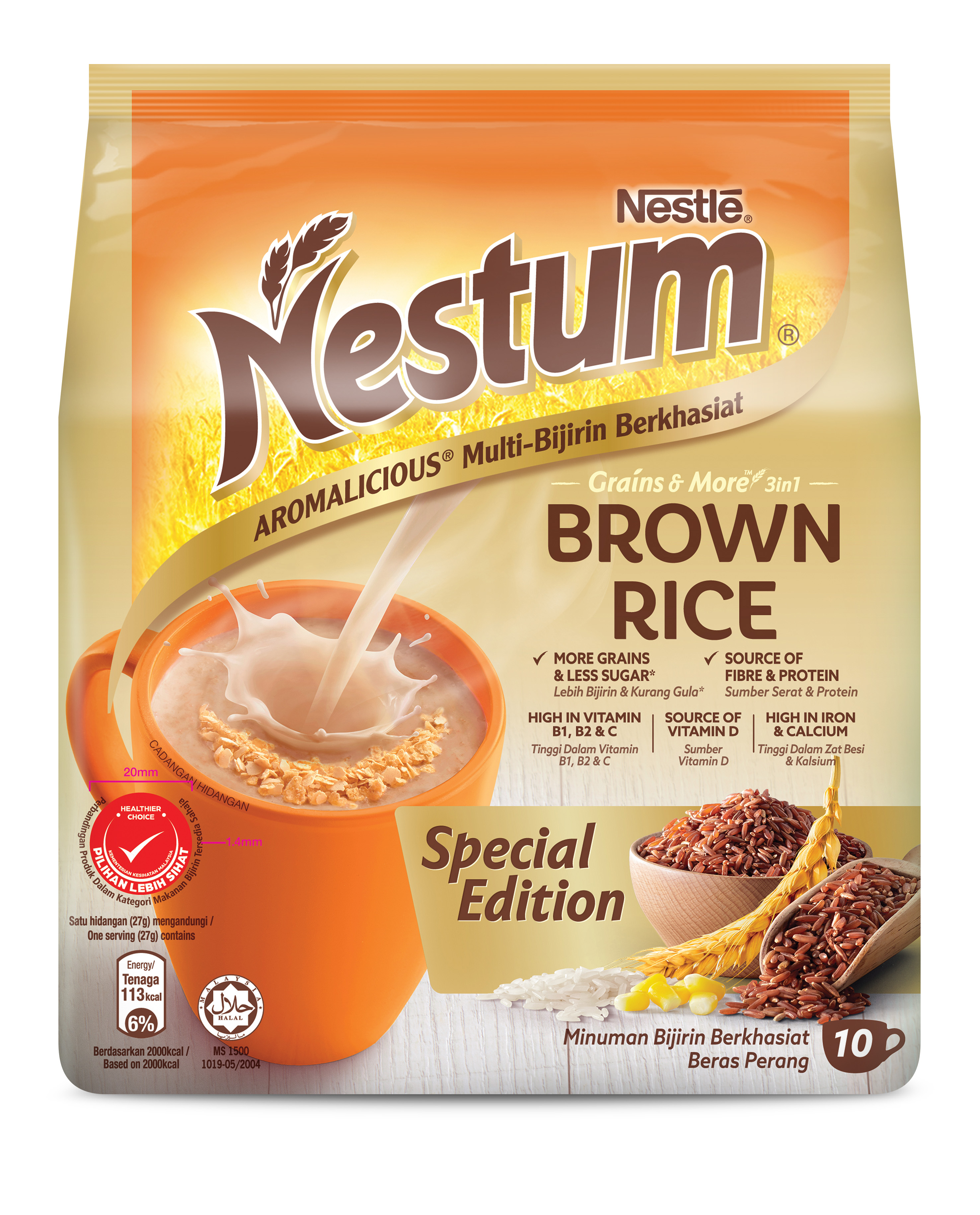 NESTLE NESTUM Grains & More 3in1 Brown Rice 10 Packets 27g Bundle of 3