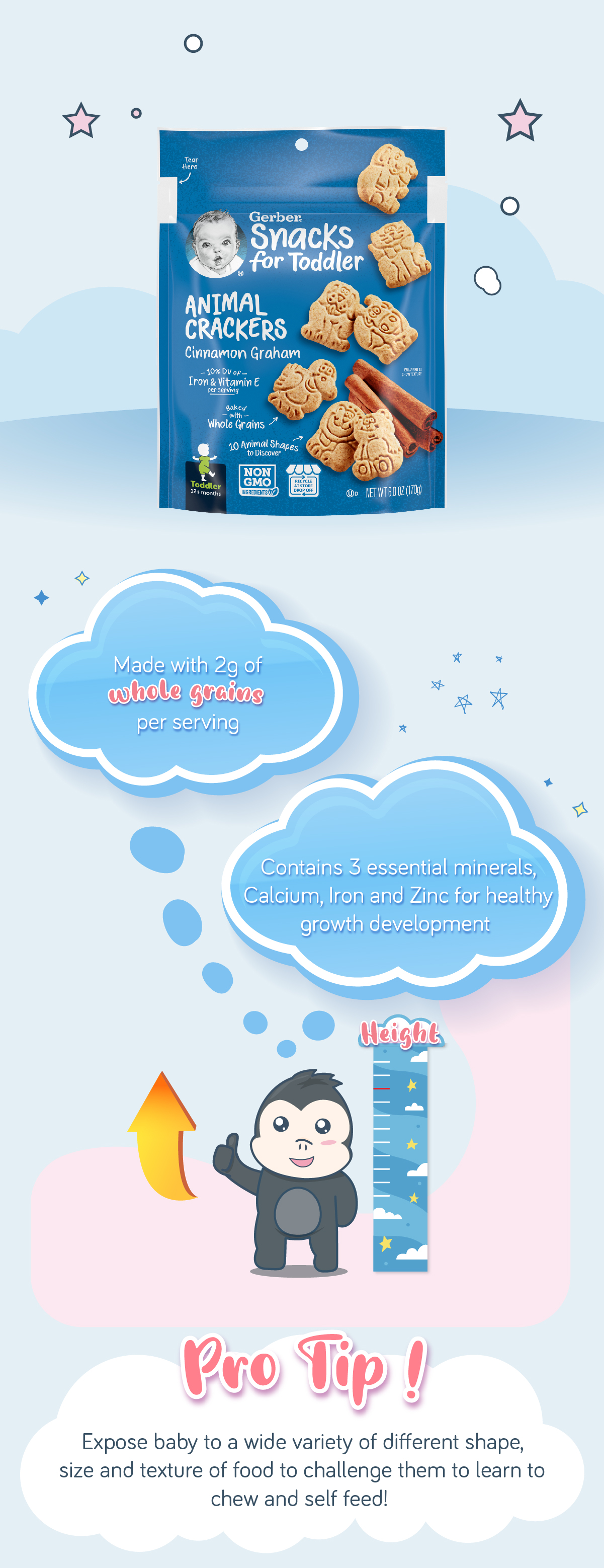 Gerber Animal Crackers Cinnamon Graham 170g Pouch – BB King Kong