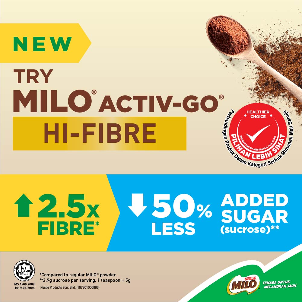 NESTLÉ MILO® Hi-Fibre Chocolate Malt Powder Softpack 900g