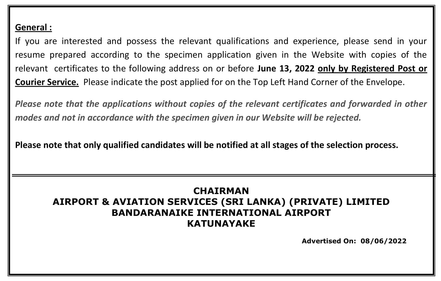 Company Secretary Airport Aviation Service Sri Lanka Private Company Secretary Airport Aviation Service Sri Lanka Private