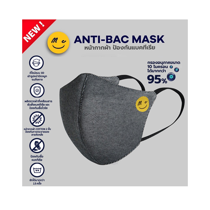 Mask Mc Anti-Bac Black 4Pcs/Pack | Jaymart