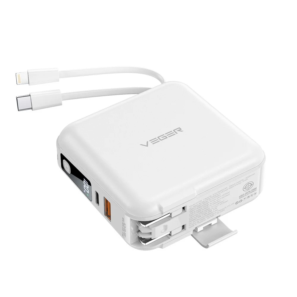 Veger Power Bank 15000 mAh With Built In Cable and Adapter 20W P15 ...