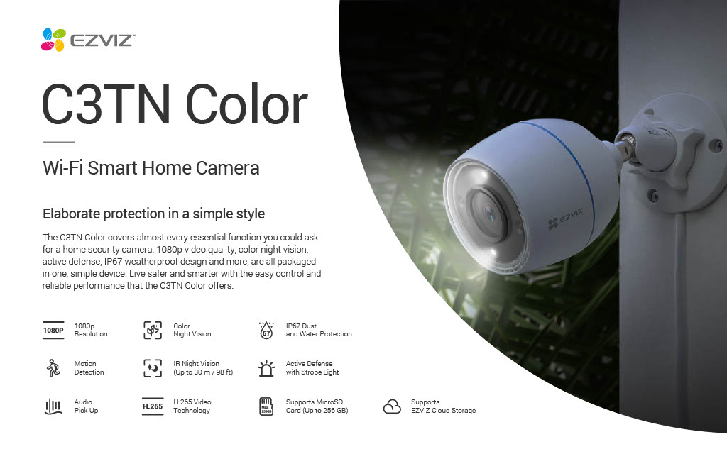 EZVIZ C3TN Full Colour 2MP Outdoor Bullet Wi-Fi Camera | Jaymart