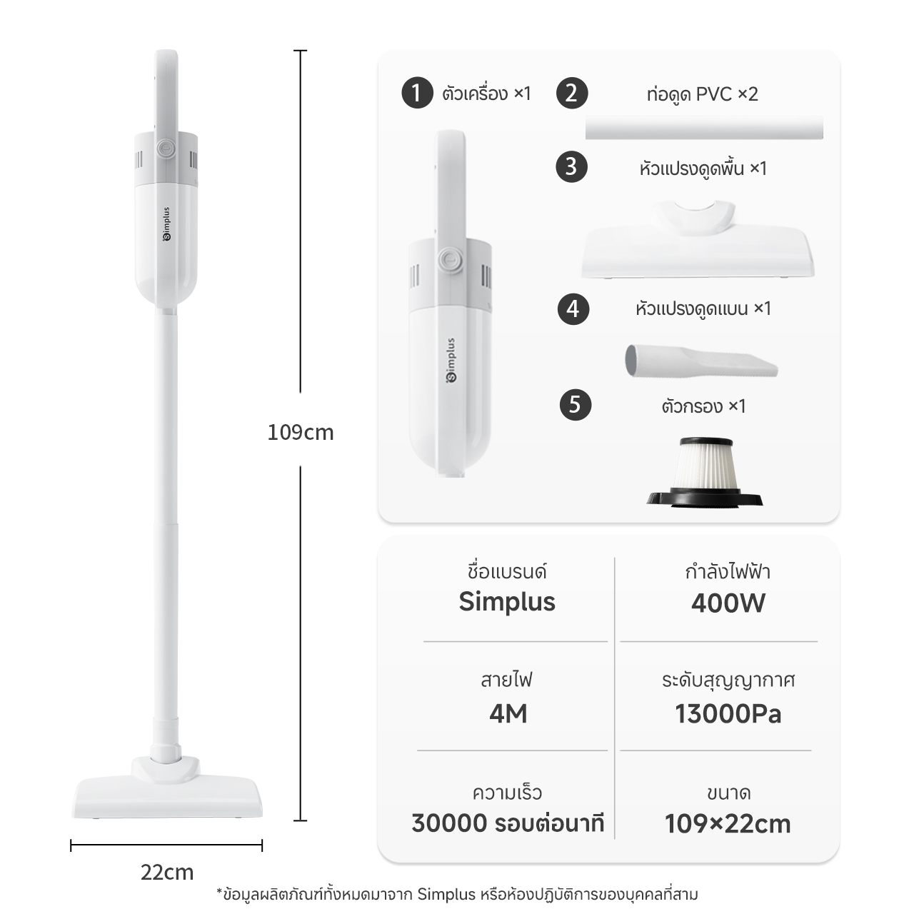 Simplus Vacuum เครื่องดูดฝุ่น 13000Pa XCQHOO2 | Jaymart