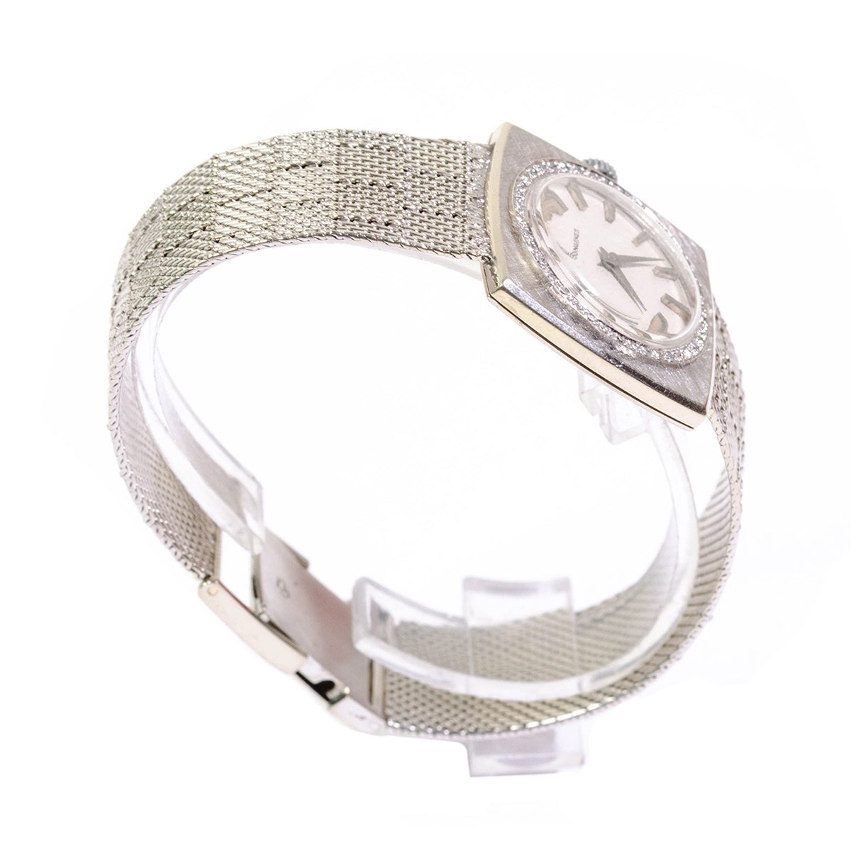 Ladies' Vintage Retro Diamond Bezel 14k White Gold Longines Wrist Watch