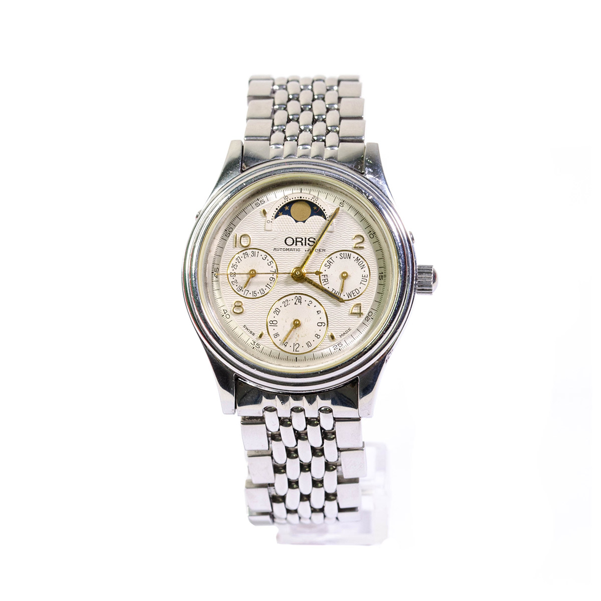 Full Calendar Day & Date Moon Phase GMT 24HR Men's Watch