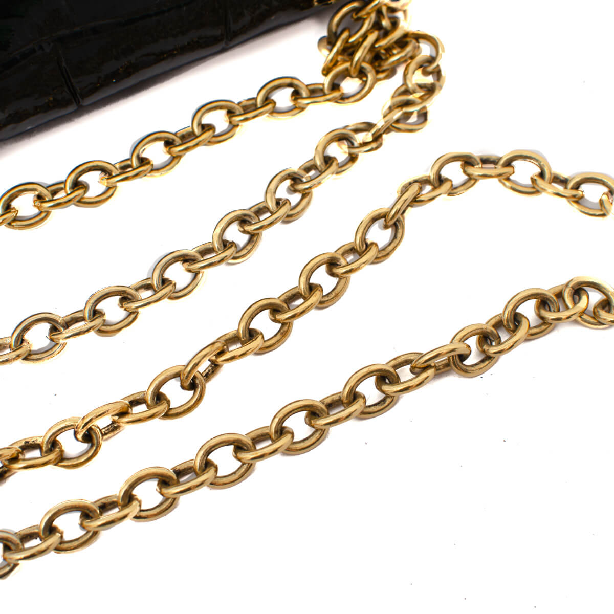 Chain Strap Black Patent Leather Shoulder Bag