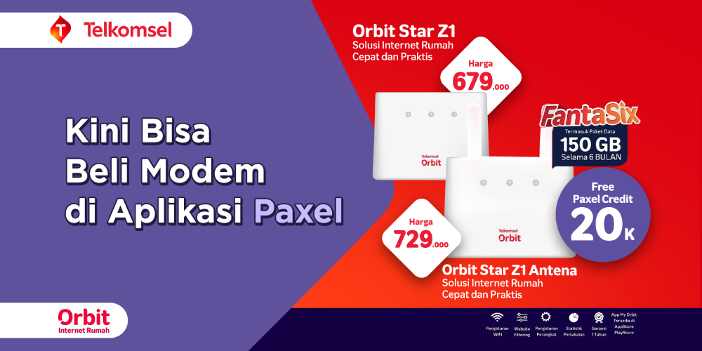 Kini Bisa Beli Modem Telkomsel Orbit Star Z1 di aplikasi Paxel, GRATIS ...