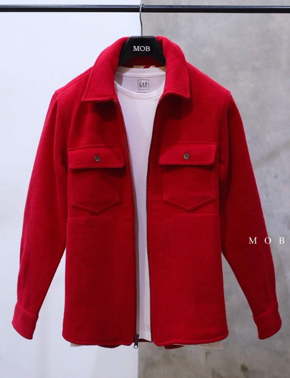 MOB - BMCJ01002 Wool Flannel Overshirt Jacket Classic Red